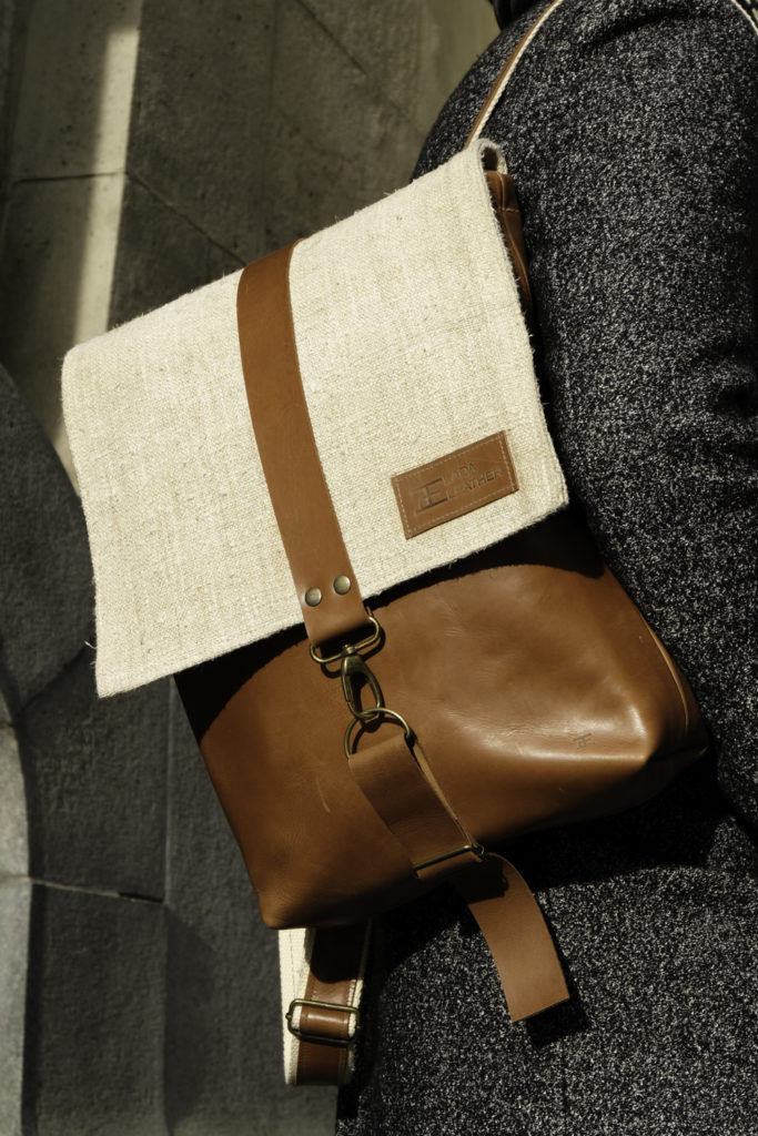 Leather & canvas hard backpack - LadaLeather